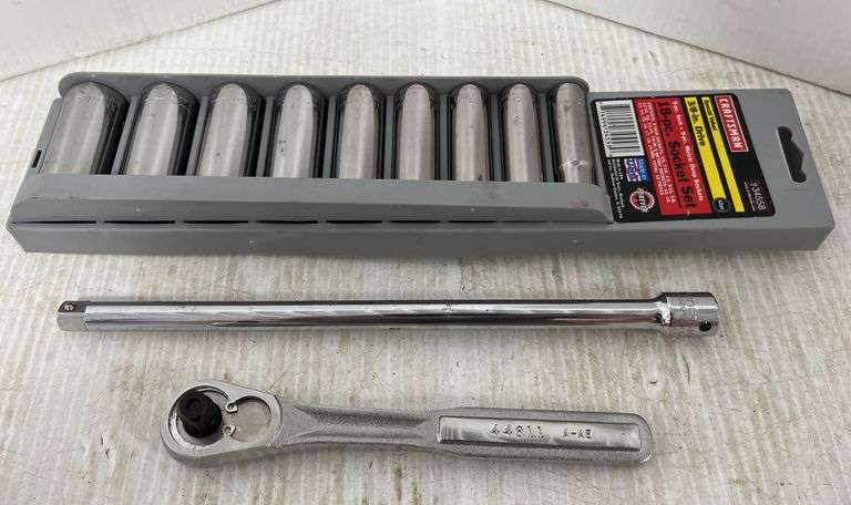(3) Craftsman tools: One- 3/8" Drive 9-Piece metric deep well socket ...