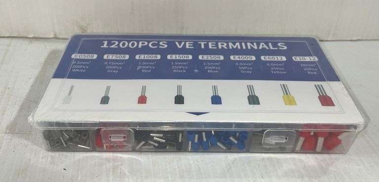 1200-Piece single-box VE tubular crimp terminal kit with pliers, cable ...