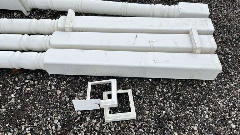 (4) Vinyl structural porch posts, 4 1/4" x 85", steel pipe inserts ...