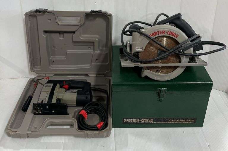 Porter Cable sabre saw, like new in case; Porter Cable circular saw ...