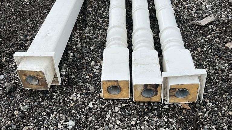 (4) Vinyl structural porch posts, 4 1/4" x 85", steel pipe inserts ...