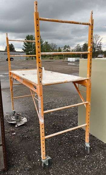 Yellow scaffolding construction, 29"W x 74"L x 75"H - Albrecht Auction ...