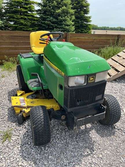 John Deere 425 garden tractor with 54" deck and 2" rear receiver, runs ...