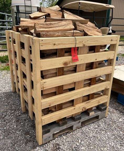 Crate of seasoned split red oak firewood, crate- 54" x 29" x 36"H ...