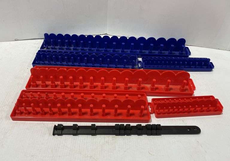 (7) 1/4", 3/8", and 1/2" Socket storage racks, SAE and metric, shallow ...