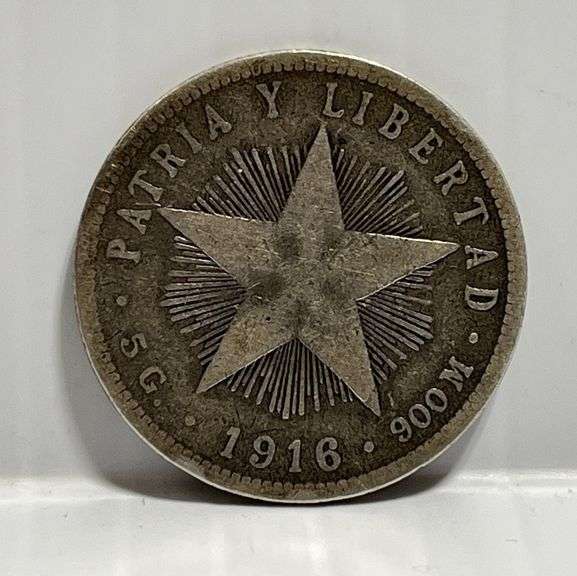 1916 Cuba 20 Centavos star coin, .900 fine silver, looks great ...
