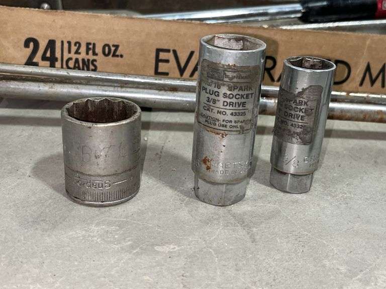 (2) Boxes of sockets, socket racks, torque wrenches, tool tray, and ...