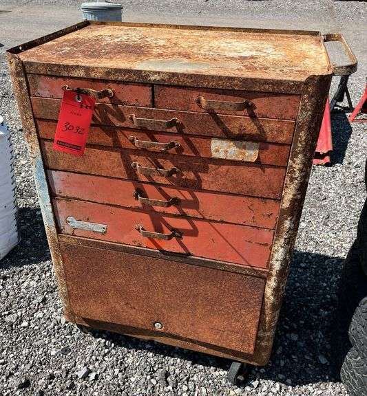 Small tool cabinet, Remline, on casters, 27" x 17" x 38"H, Rusty ...
