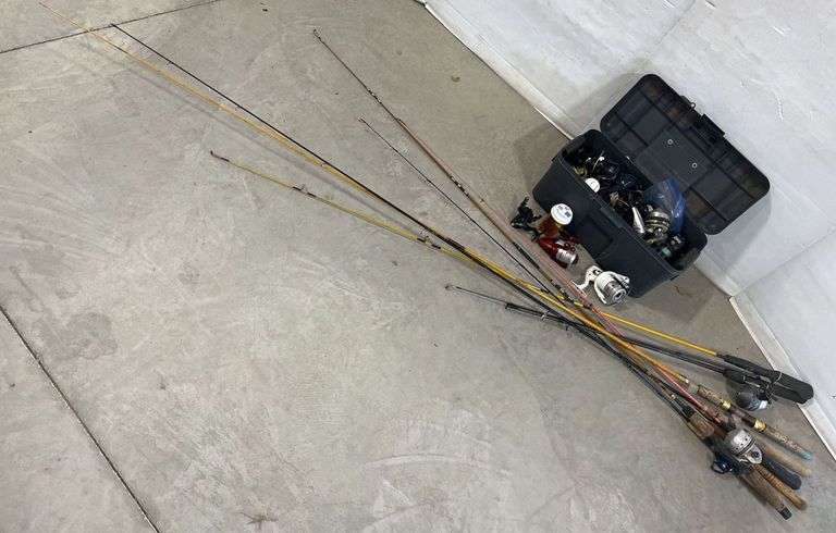 Fishing rod and reel items, contains: (8) Fishing rods, (15) Reels, and ...