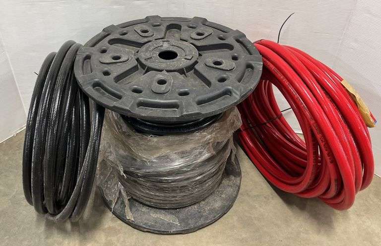 (3) Rolls of conduit, includes: One- 3/4" Red partial; One- 3/4" Black ...