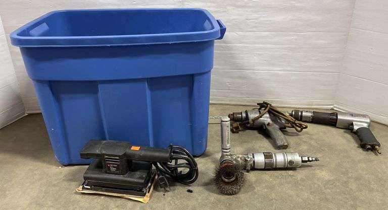 Various tools, include: Cornwell air chisel, pneumatic angle air ...