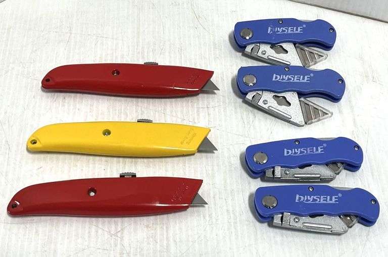 (7) Razor utility knives, include: 4- Folding, and 3- Straight, all ...