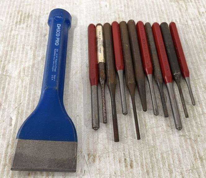 (11) Punches and chisels, include: 5- Red Craftsman, new; 5- Biltmore ...
