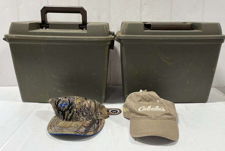 Cabelas hat, Bone collector hat, and (2) Bone collector field hats, up ...