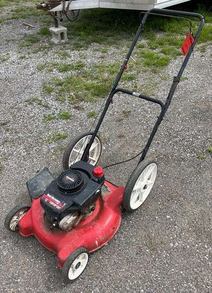 Push mower, 4 HP, 20" cut, large wheels, as is - Albrecht Auction Service
