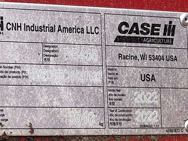 This item Selling ABSOLUTE! ~~~ 2022 Case IH 455 Round Baler, Net and ...