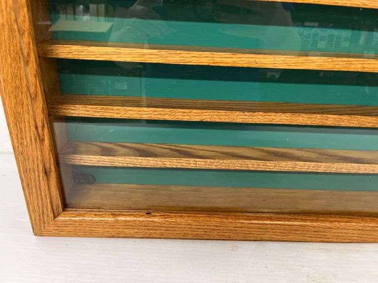 Solid oak display box with felt lining, 23 3/4" x 22 1/2", nice ...