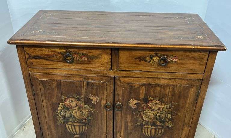 Vintage painted cabinet, missing one leg, 36"W x 16"D x 34"H, good ...