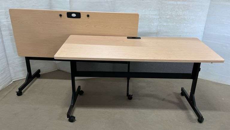 (2) Learniture study desks/tables, 24"W x 60"L x 29 1/2"H, has flip-top ...