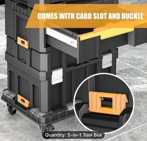 (5) Large storage toolboxes, heavy duty modular rolling toolbox storage ...