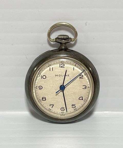Antique pocket watch, Moline Swiss made, .925 sterling silver marked, 1 ...
