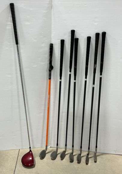 (8) Irons, include: 6- Titleist graphite irons: 5, 5, 6, 8, 9, and P ...