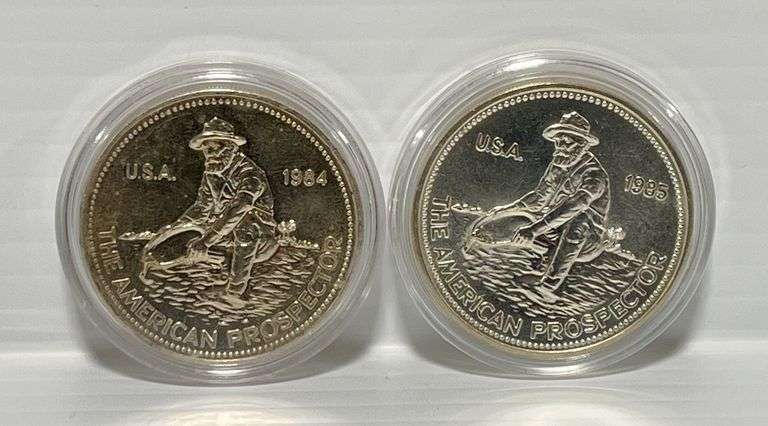 (2) Engelhard 1 oz. American Prospector silver rounds, the 1984 is the ...