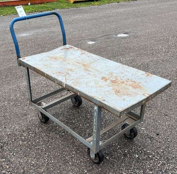 Mobile utility table, 24"W x 48"L x 25"H, used - Albrecht Auction Service