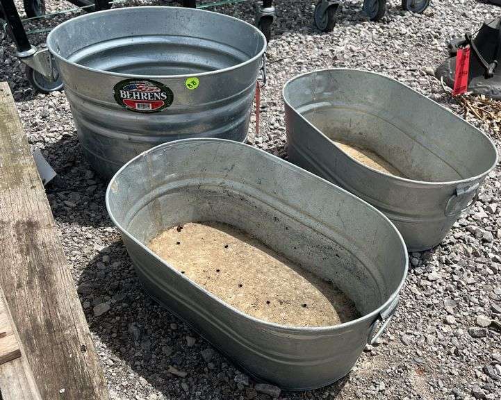 (3) Galvanized pots, various sizes, used - Albrecht Auction Service