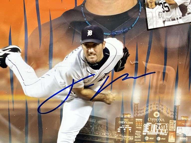 Justin Verlander autographed photo from his no-hitter at Comerica Park ...
