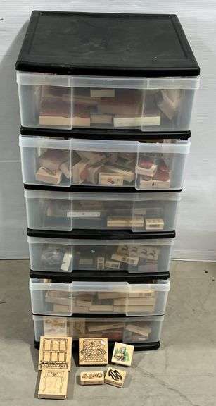 Plastic storage cabinet full of older stamps, 16"W x 16"D x 36"H ...