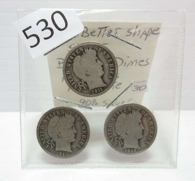 (3) Barber silver dimes, 90% silver, full date and rim coins, better ...