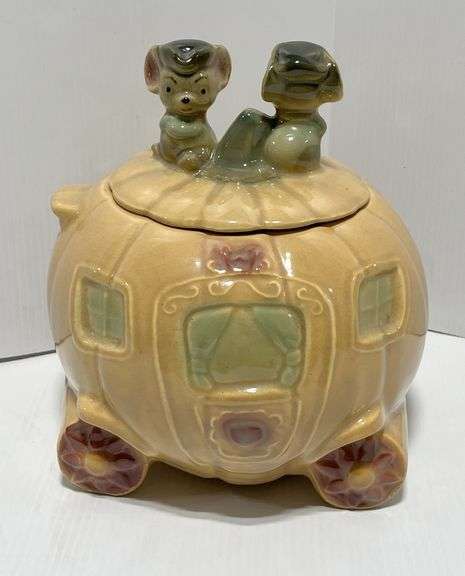 Brush McCoy pottery Cinderella coach pumpkin cookie jar with mice on ...