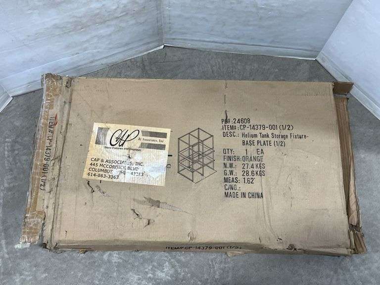 Helium tank storage rack, box- 39"L - Albrecht Auction Service