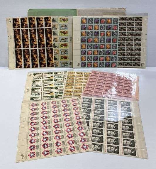 Vintage stamp sheets, $119.26, mostly complete sheets, some not, ready ...