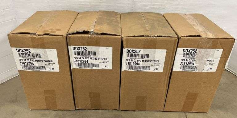(4) Boxes of 64 oz. PPG mix pitchers, 12 per box, new - Albrecht ...