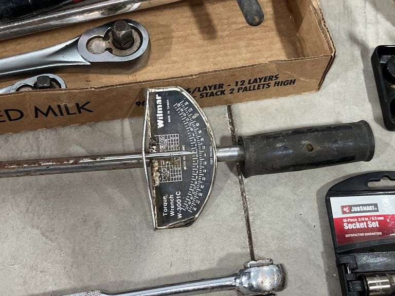 (2) Boxes of sockets, socket racks, torque wrenches, tool tray, and ...