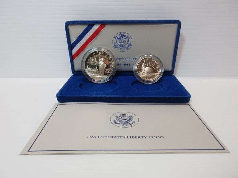 1986 2-Piece proof, Statue of Liberty coin set, the dollar is 90% ...