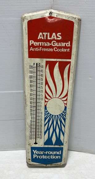 Atlas thermometer, 7" x 24" - Albrecht Auction Service