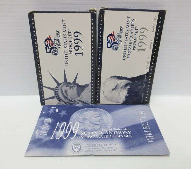 (3) 1999 Proof Sets, includes: Susan B. Anthony Coin Set, Quarters Proof Set, and Proof Set ...