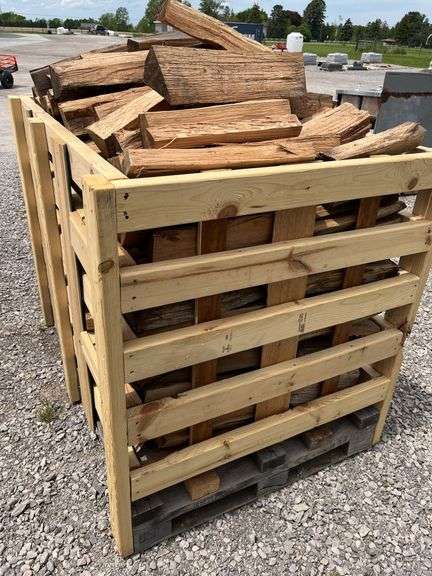 Crate of seasoned split red oak firewood, crate- 54" x 29" x 36"H ...