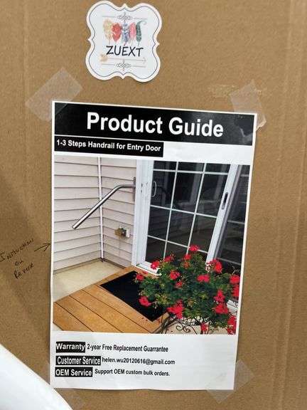 16" Stainless steel 1-3 step handrail in oil-rubbed white finish, wall ...