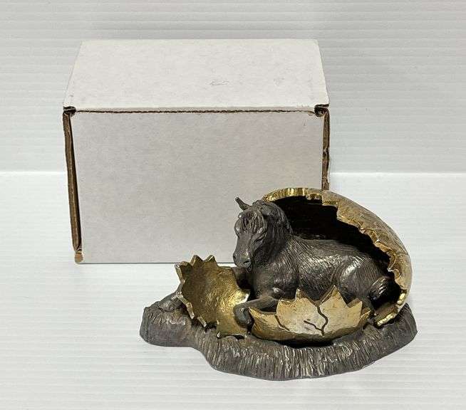 Michael Ricker pewter "Unicorn Egg", signed Ricker 1985, pewter fire ...