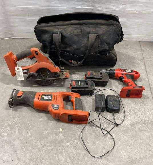 Black & Decker power tools, includes: (1) Drill, (1) Reciprocating saw ...