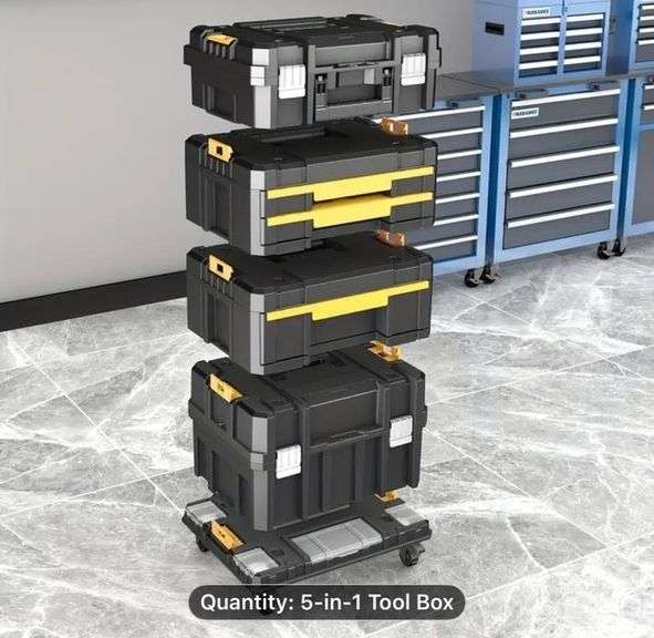 (5) Large storage toolboxes, heavy duty modular rolling toolbox storage ...