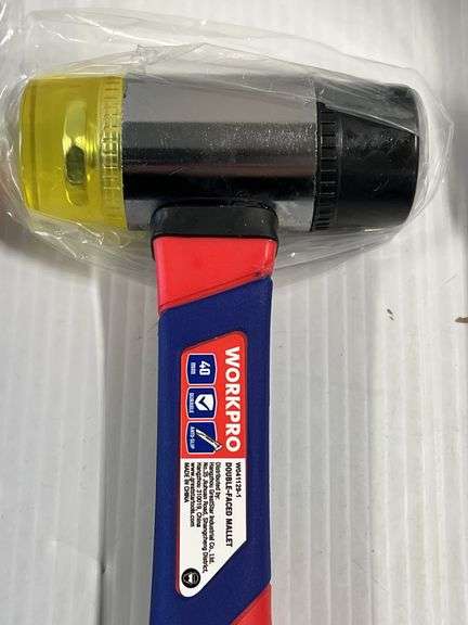 WORKPRO 5-piece hammer set, forged steel heads, fiberglass handles, includes: 32 oz. rubber ...