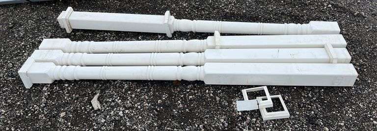 (4) Vinyl structural porch posts, 4 1/4" x 85", steel pipe inserts ...