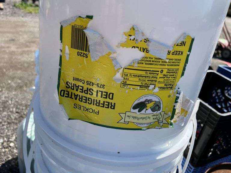 (20) Pickle buckets with lids and seals, clean, white buckets, green ...