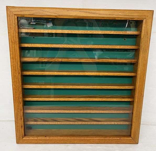 Solid oak display box with felt lining, 23 3/4" x 22 1/2", nice ...