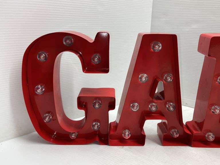 (4) Red metal light-up letters, 10"H, new - Albrecht Auction Service